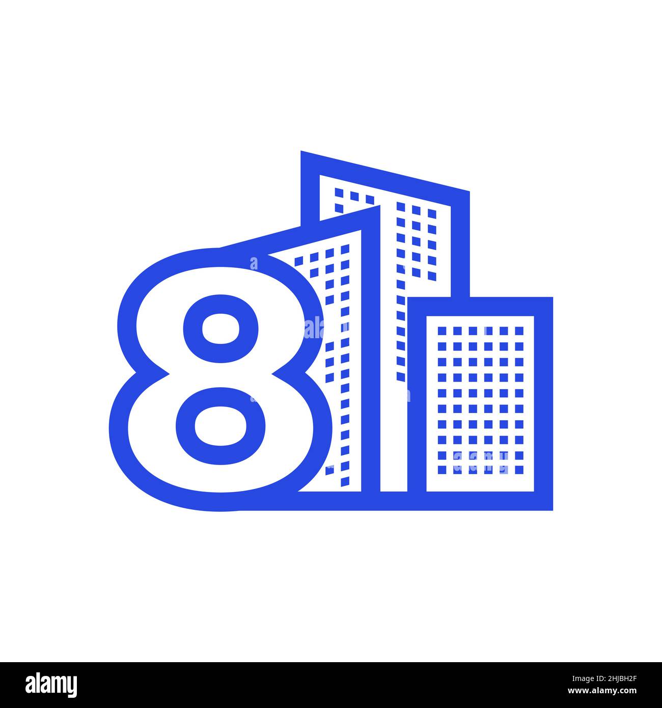 number 8 eight with building property apartment logo design vector ...