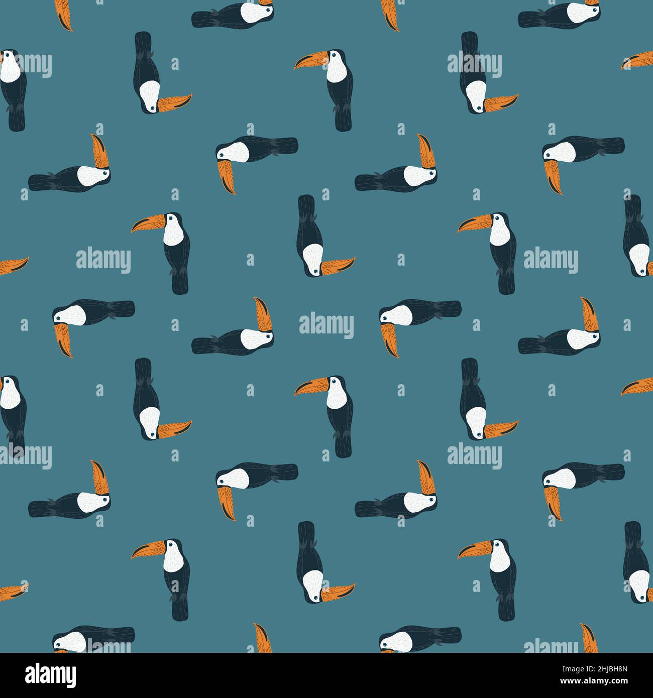 Geometric exotic seamless pattern with zoo toucan bird silhouettes ...