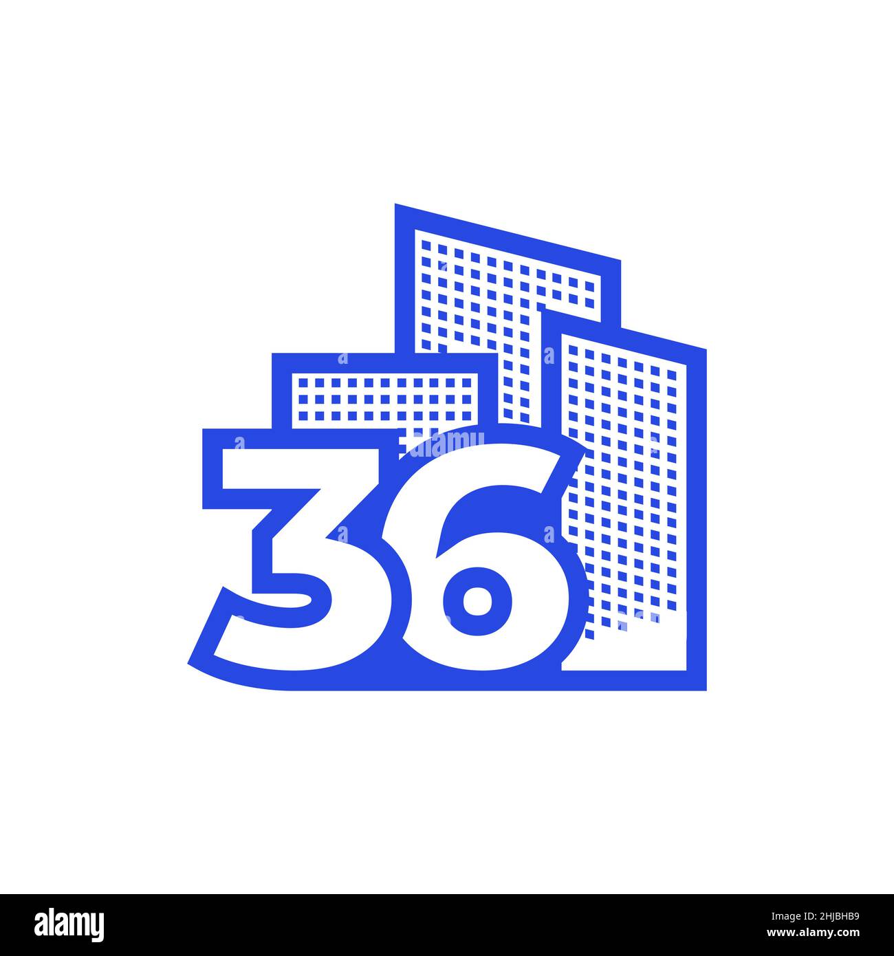 number 36 with building logo design vector graphic symbol icon ...