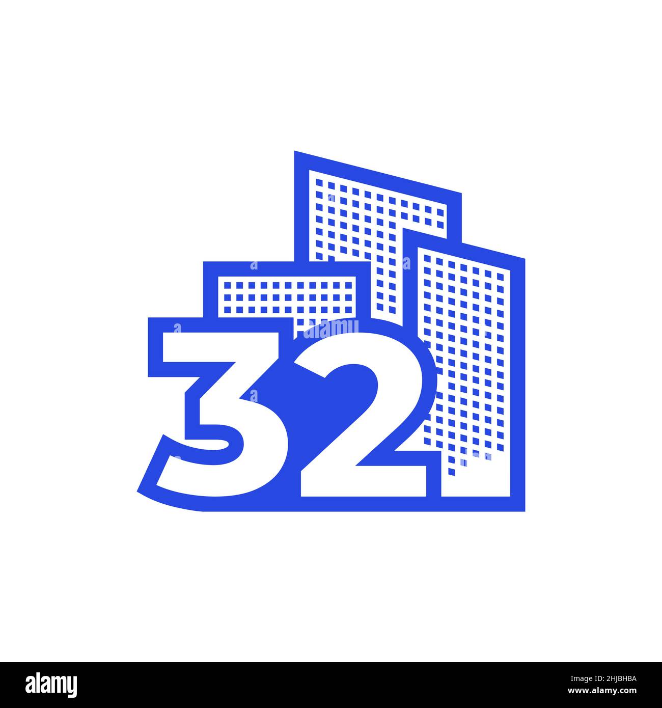 number 32 with real estate logo design vector graphic symbol icon ...