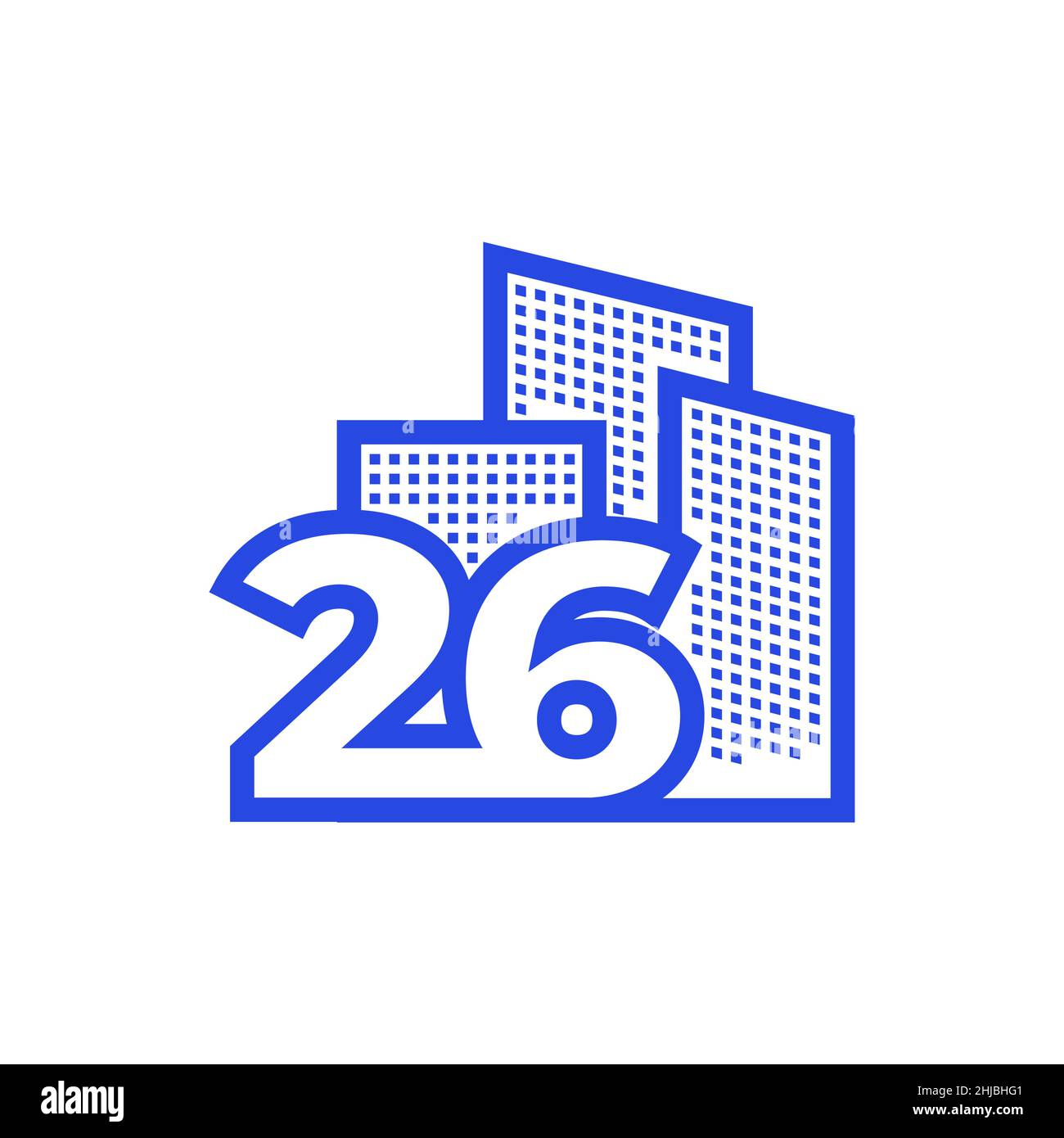 number 26 with building logo design vector graphic symbol icon ...