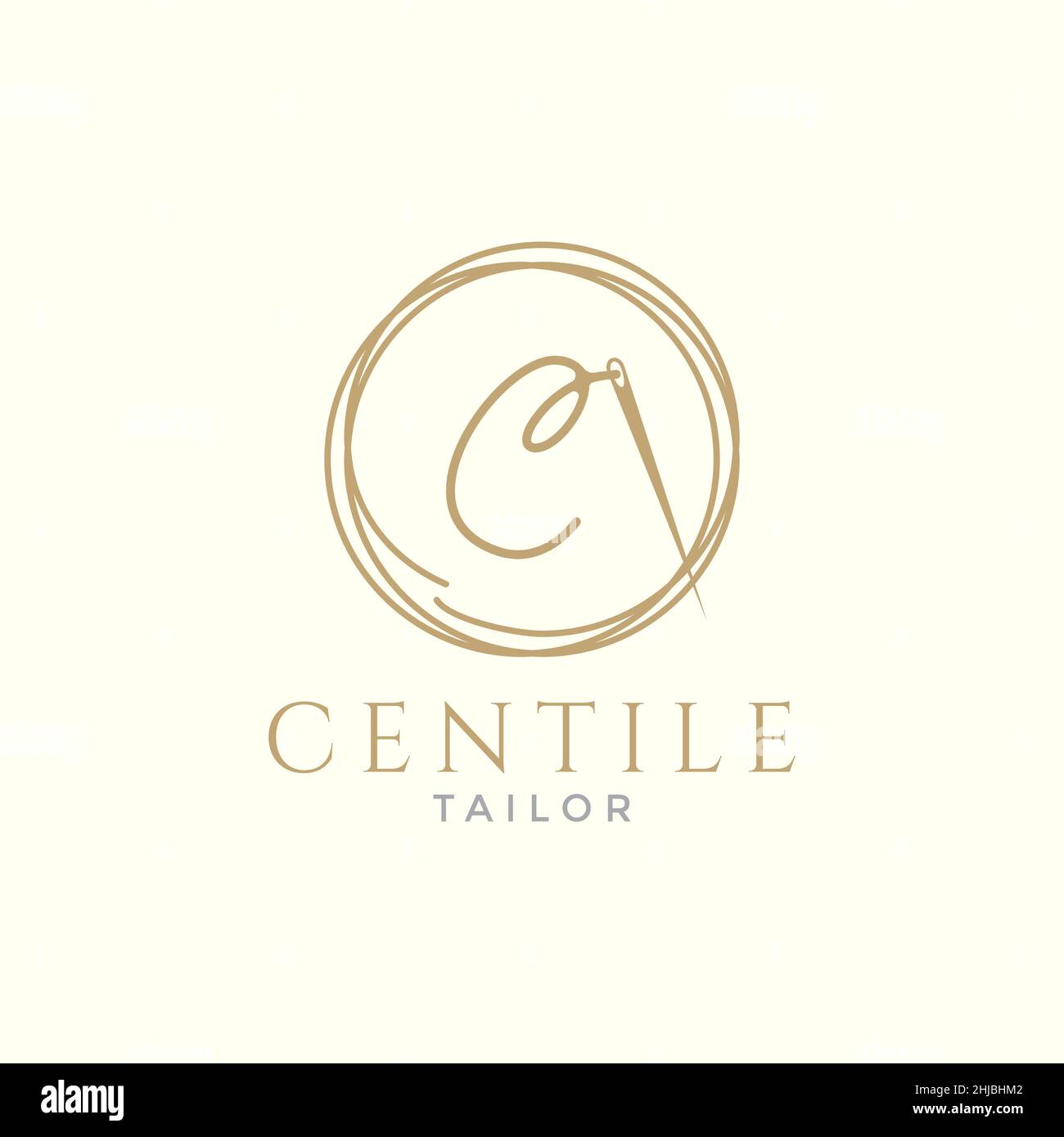 letter C with yarn needle tailor logo design vector graphic symbol icon ...