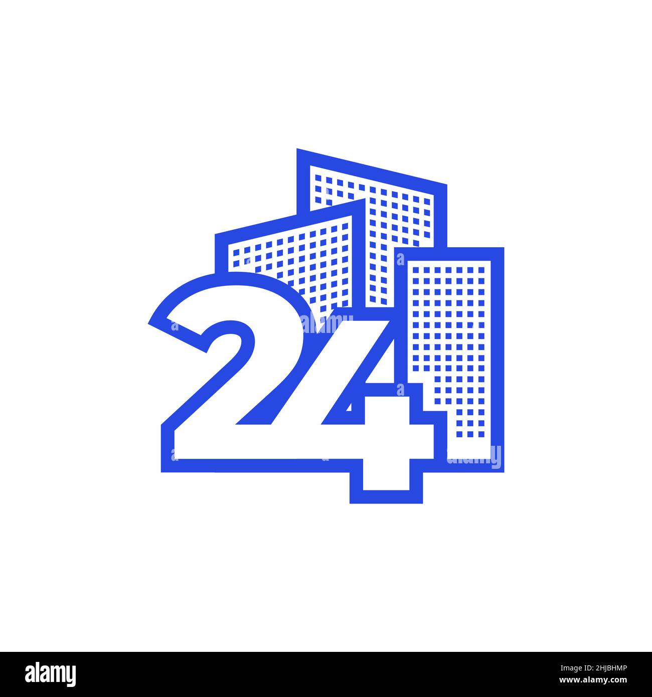 number 24 with building logo design vector graphic symbol icon ...