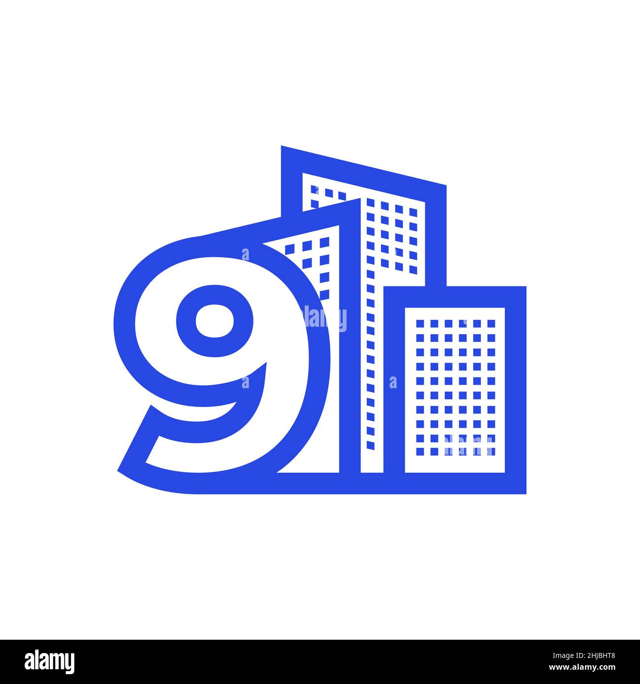 number 9 nine with building property apartment logo design vector ...