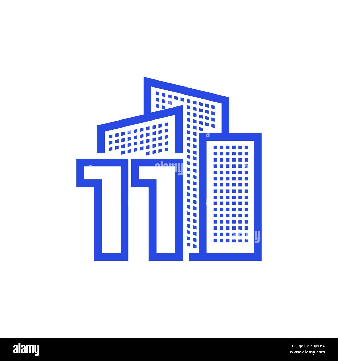 number 11 with apartment logo design vector graphic symbol icon ...