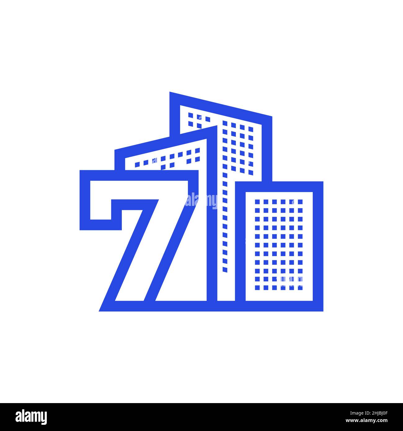 number 7 seven with building property apartment logo design vector ...