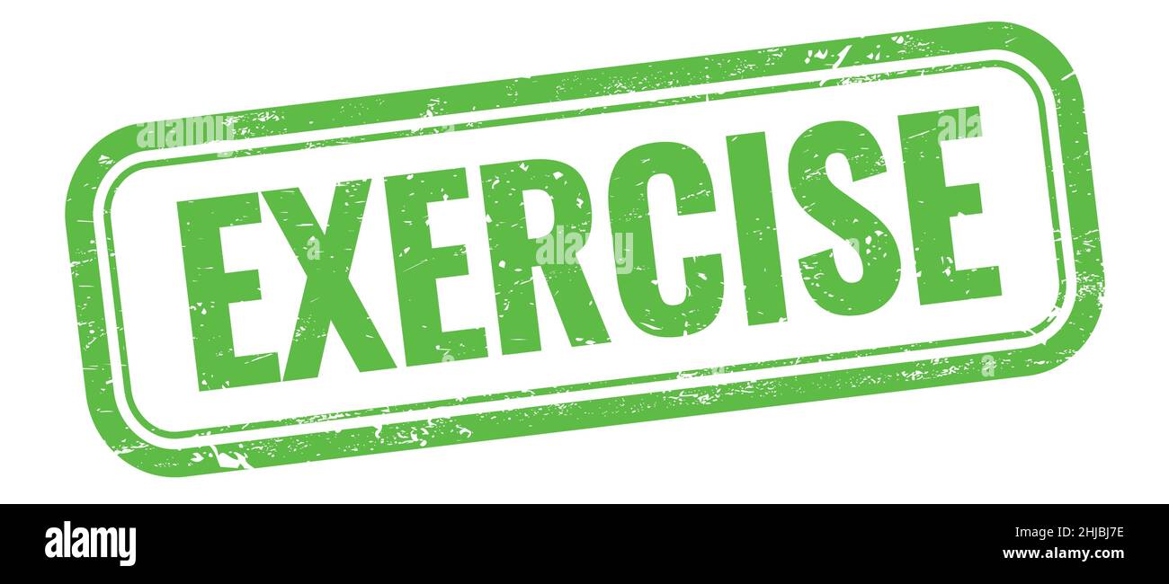 EXERCISE text on green grungy vintage rectangle stamp Stock Photo - Alamy