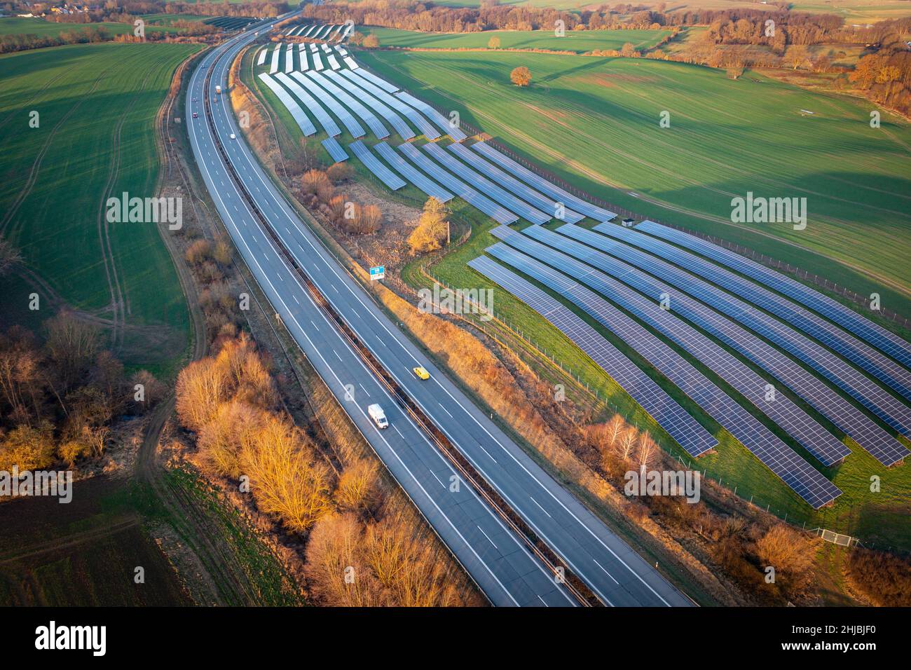 next to a freeway A20 in Germany is a photovoltaic open space plant ...