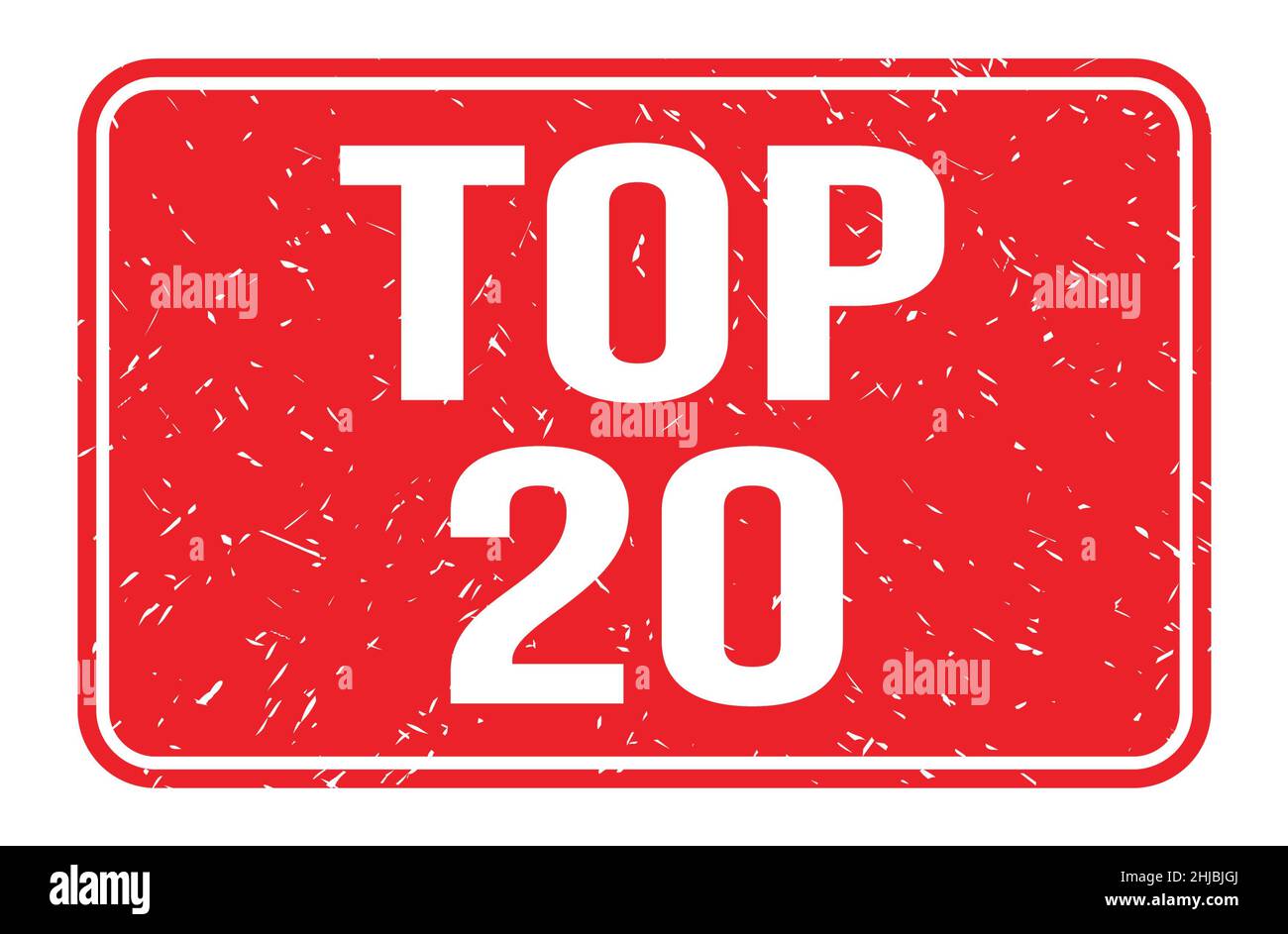 TOP 20, words written on red rectangle stamp sign Stock Photo - Alamy