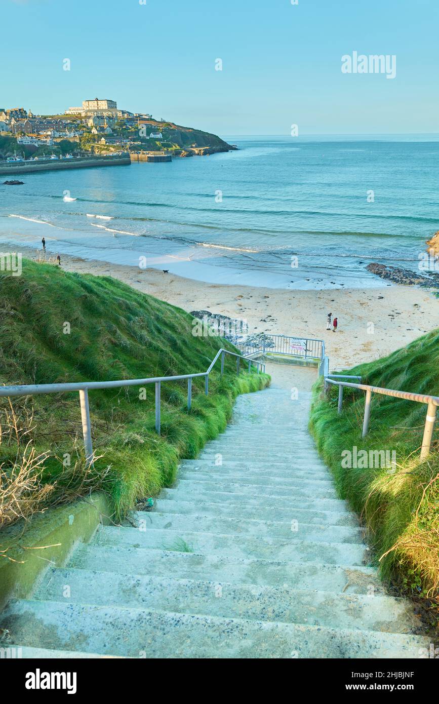Towan beach newquay steps stairs hi-res stock photography and images ...