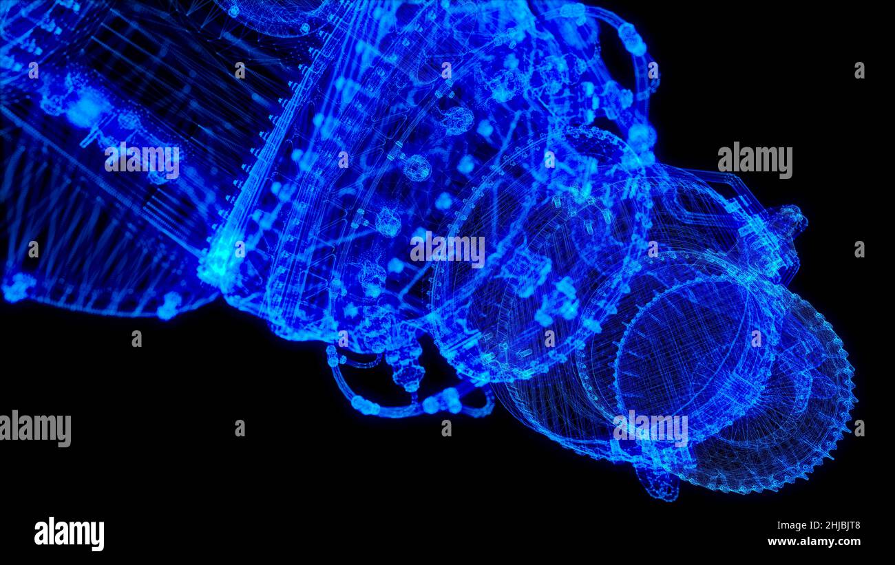 Gas turbine engine. Wire-frame 3d model. 3d rendering Stock Photo - Alamy