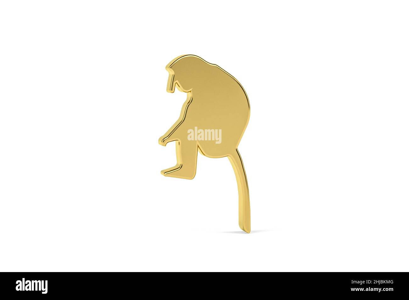 Golden 3d proboscis monkey icon isolated on white background - 3d ...
