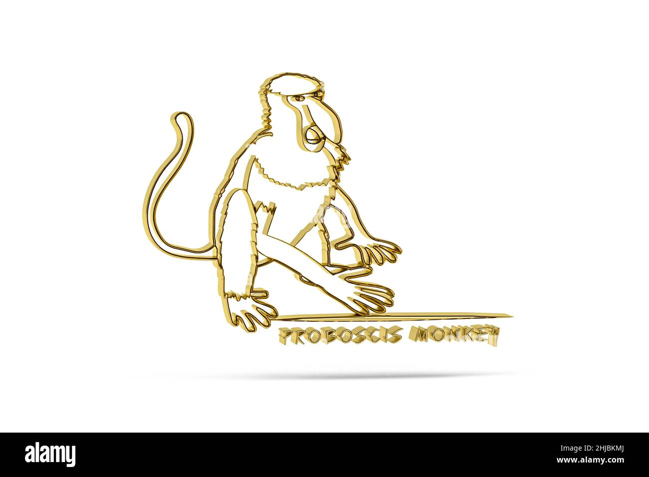 Golden 3d proboscis monkey icon isolated on white background - 3d ...