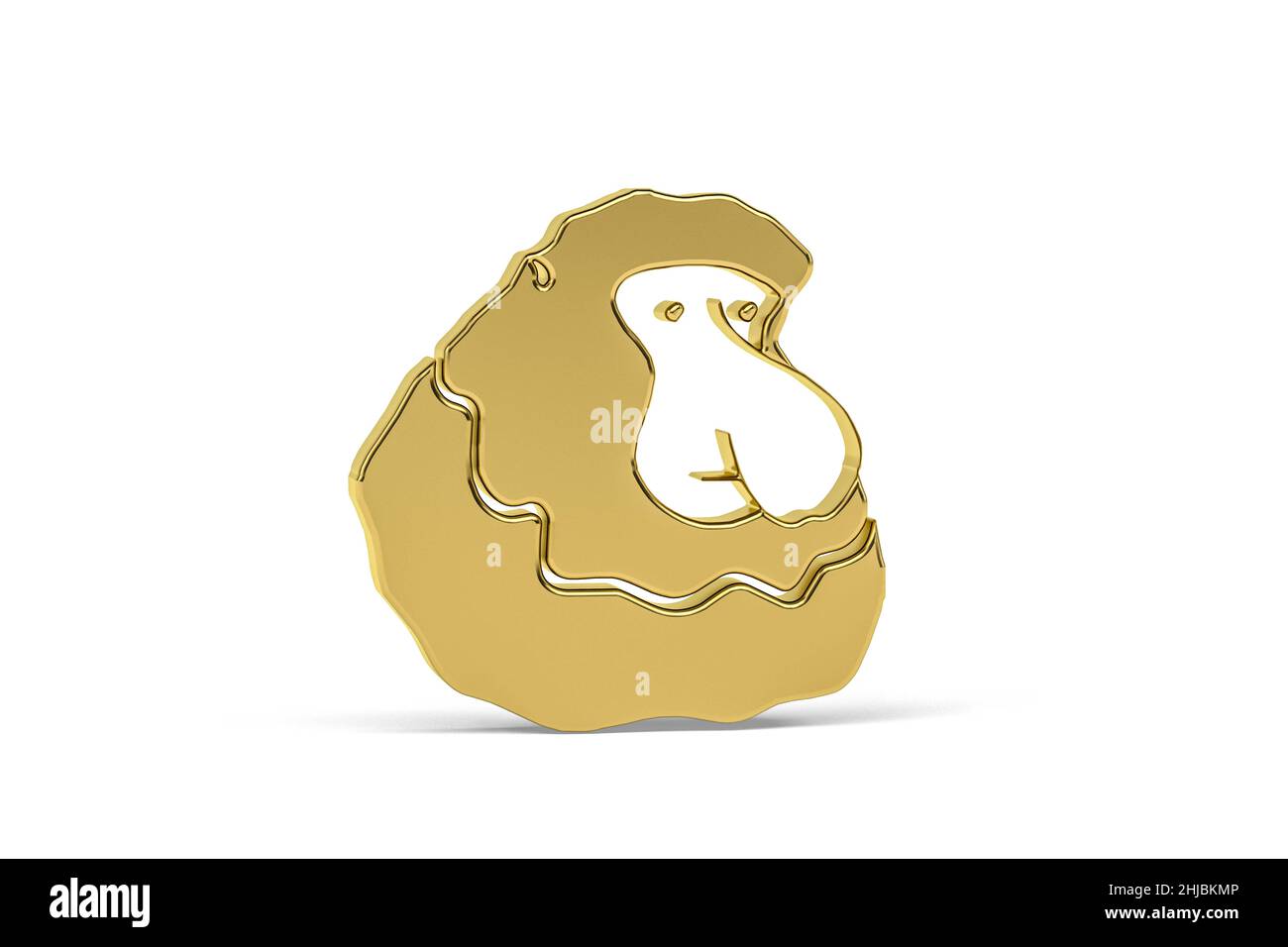 Golden 3d proboscis monkey icon isolated on white background - 3d ...