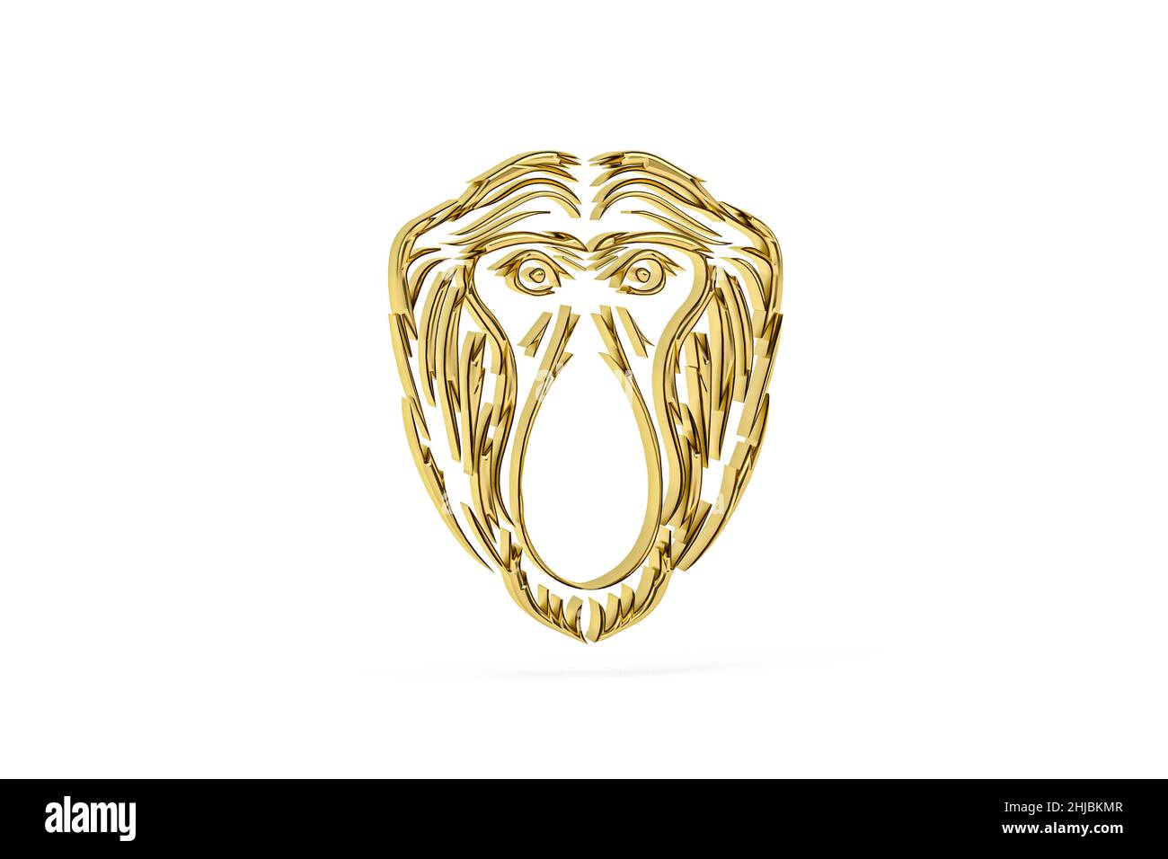 Golden 3d proboscis monkey icon isolated on white background - 3d ...