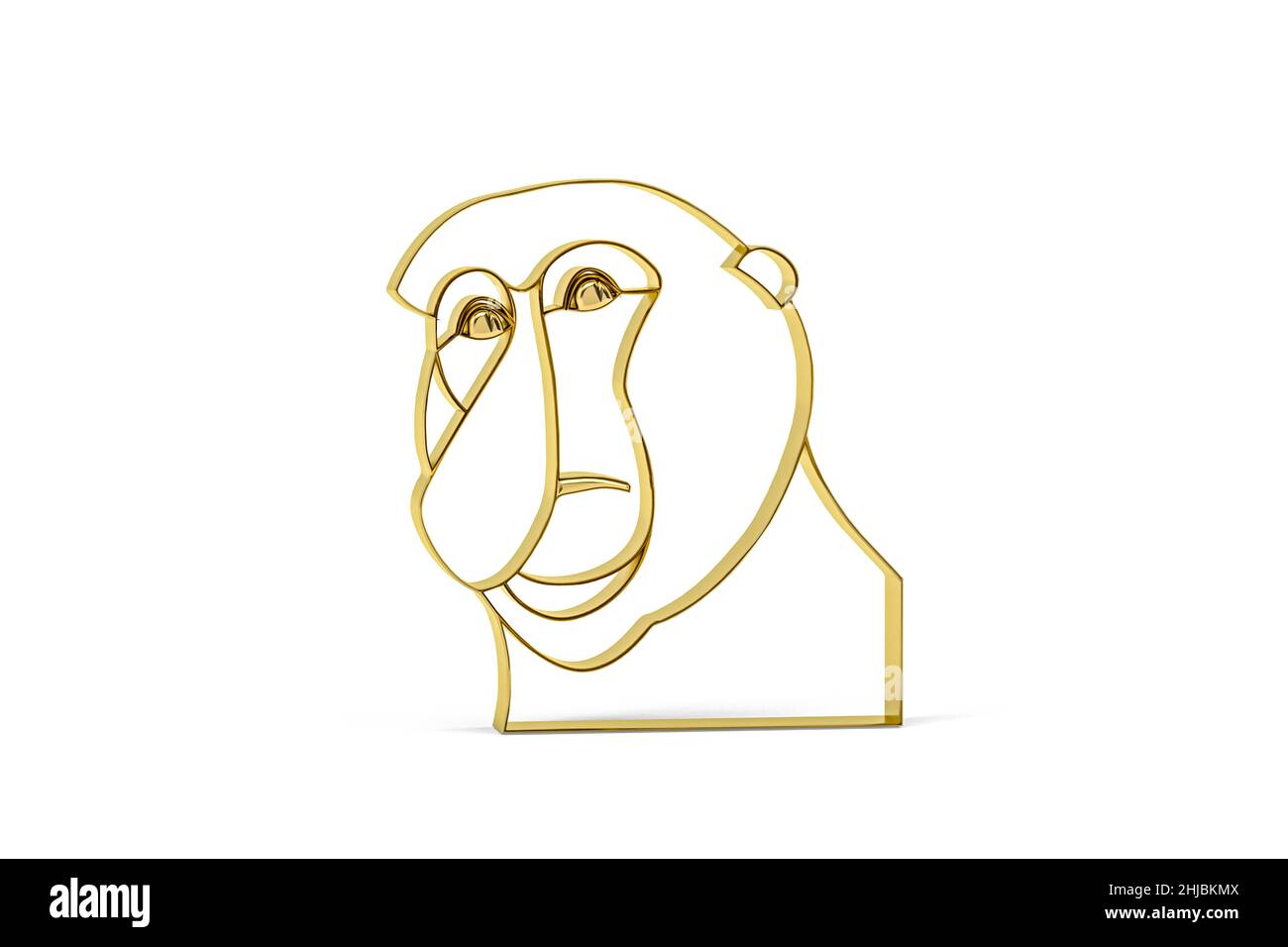 Golden 3d proboscis monkey icon isolated on white background - 3d ...