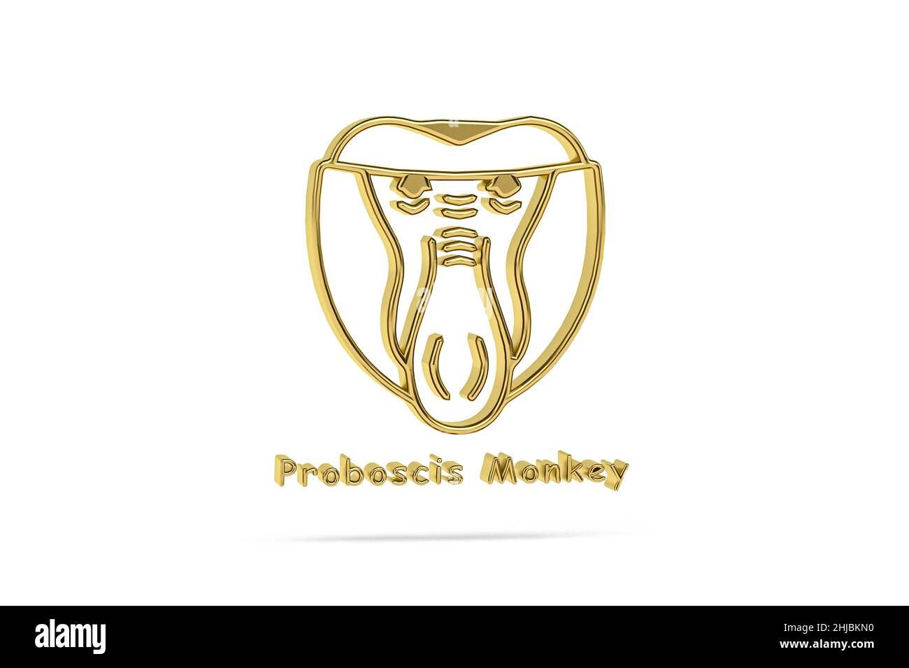 Golden 3d proboscis monkey icon isolated on white background - 3d ...