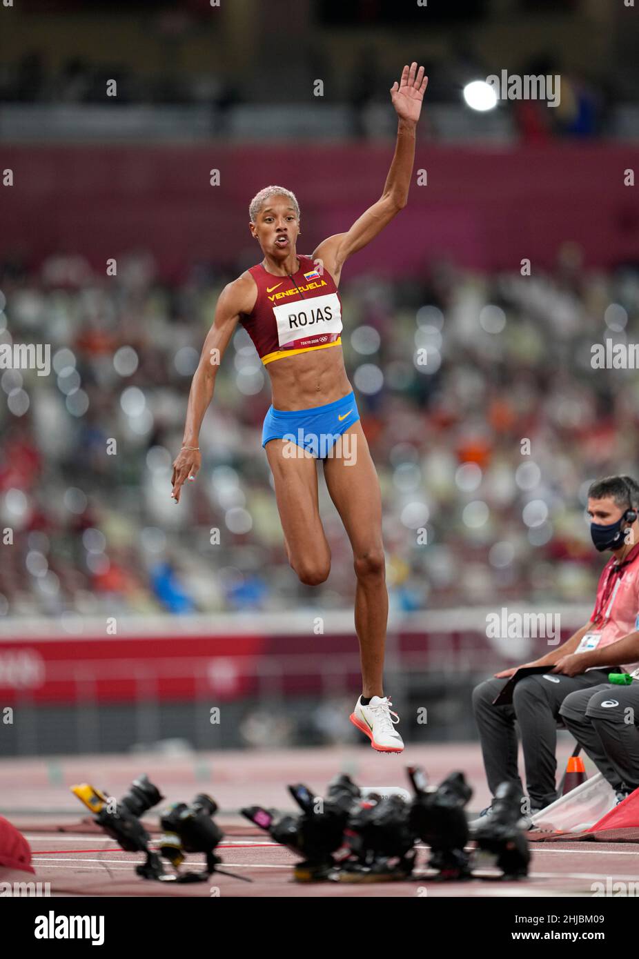 Yulimar Rojas competing in the Triple Jump at the 2020 Tokyo Olympics ...