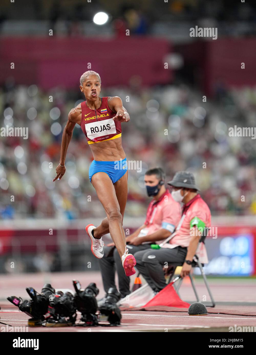 Yulimar Rojas competing in the Triple Jump at the 2020 Tokyo Olympics ...