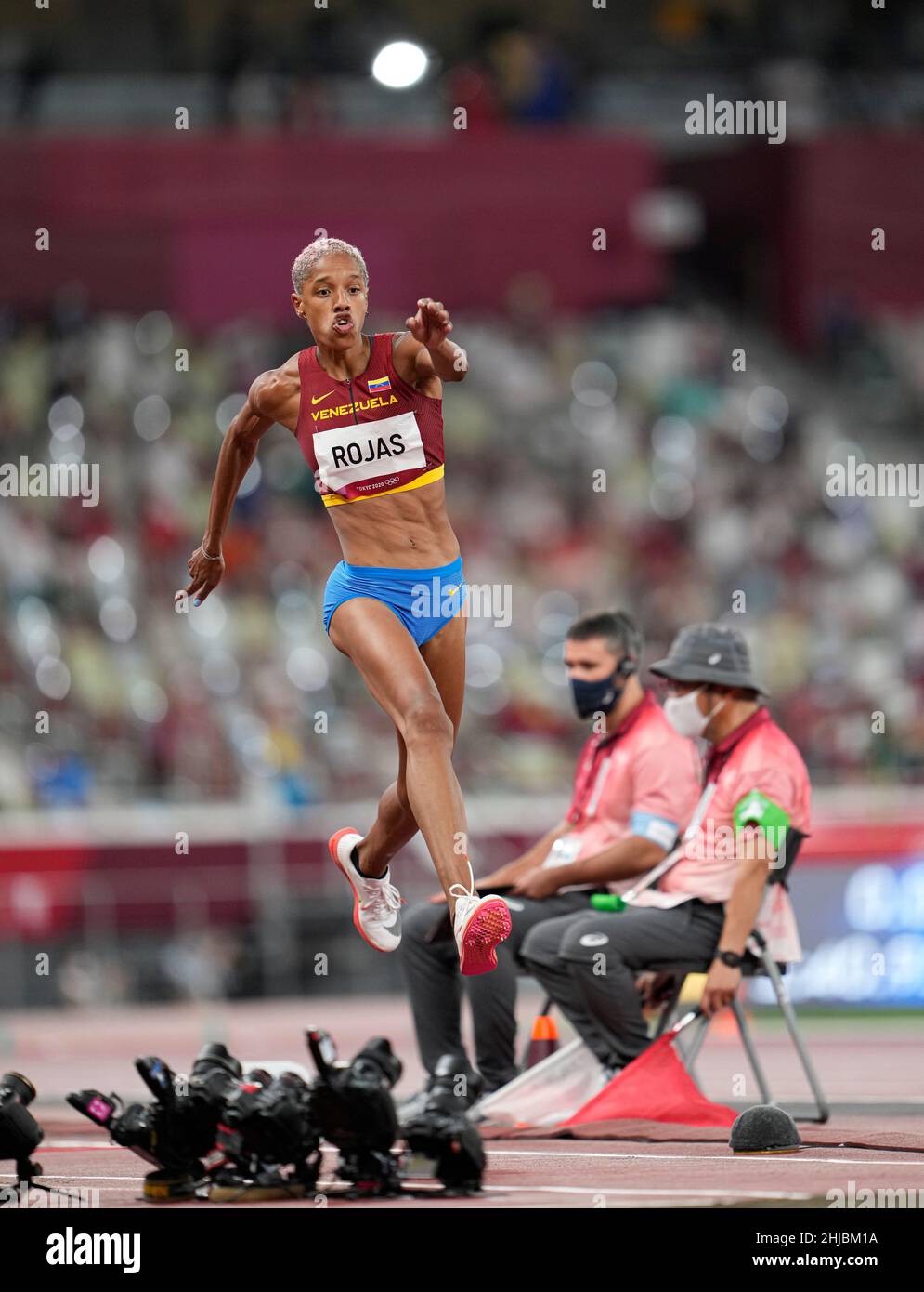 Yulimar Rojas competing in the Triple Jump at the 2020 Tokyo Olympics ...