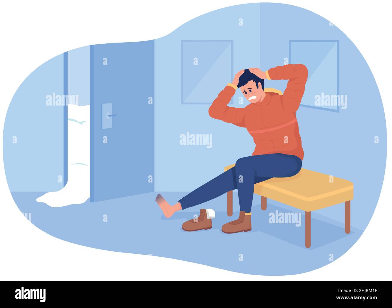 Frostbite from cold weather 2D vector isolated illustration Stock ...