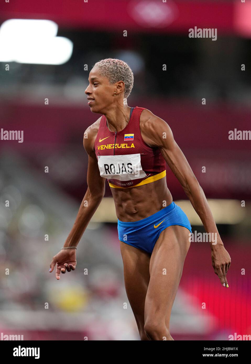 Yulimar Rojas competing in the Triple Jump at the 2020 Tokyo Olympics ...