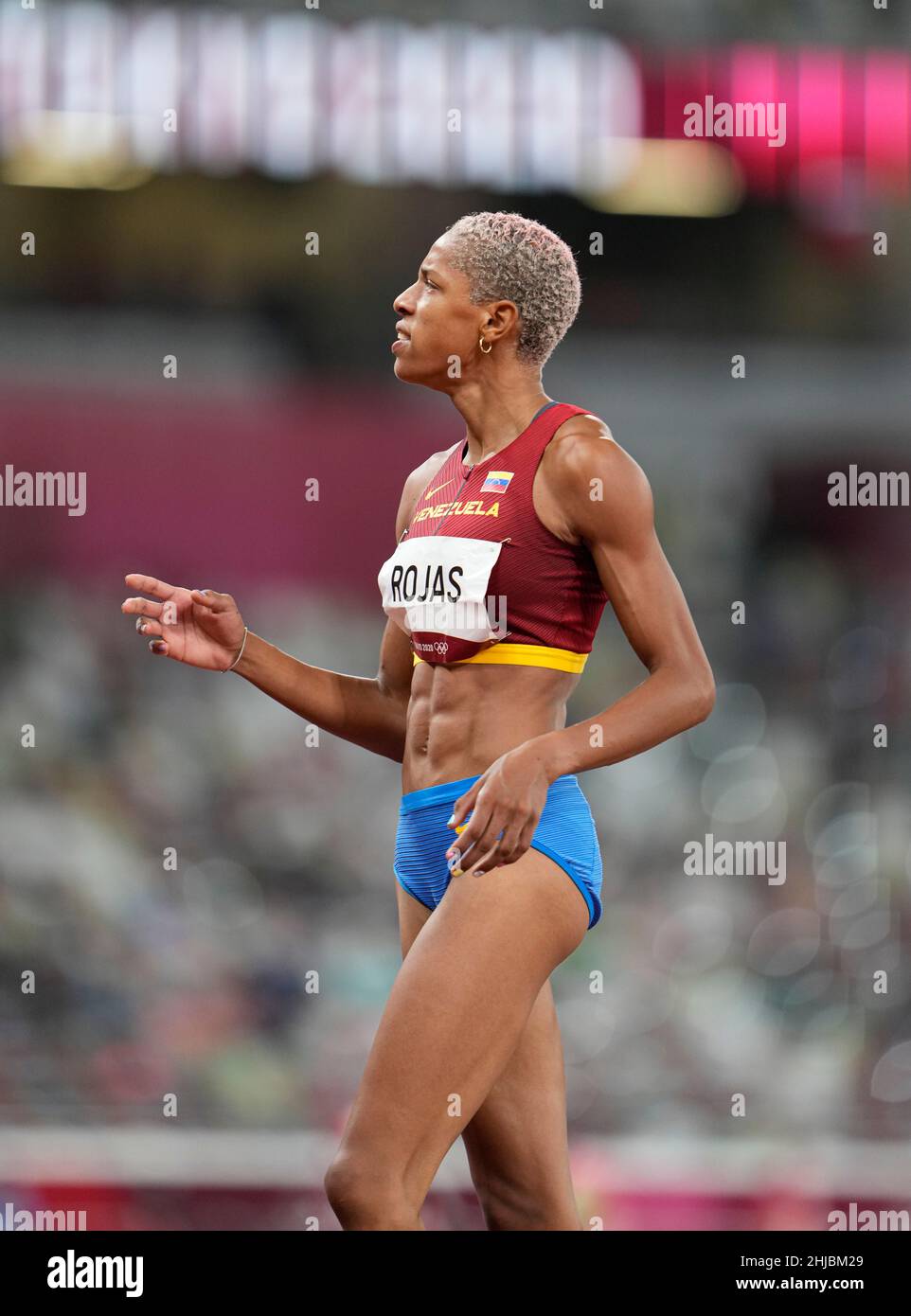 Yulimar Rojas competing in the Triple Jump at the 2020 Tokyo Olympics ...