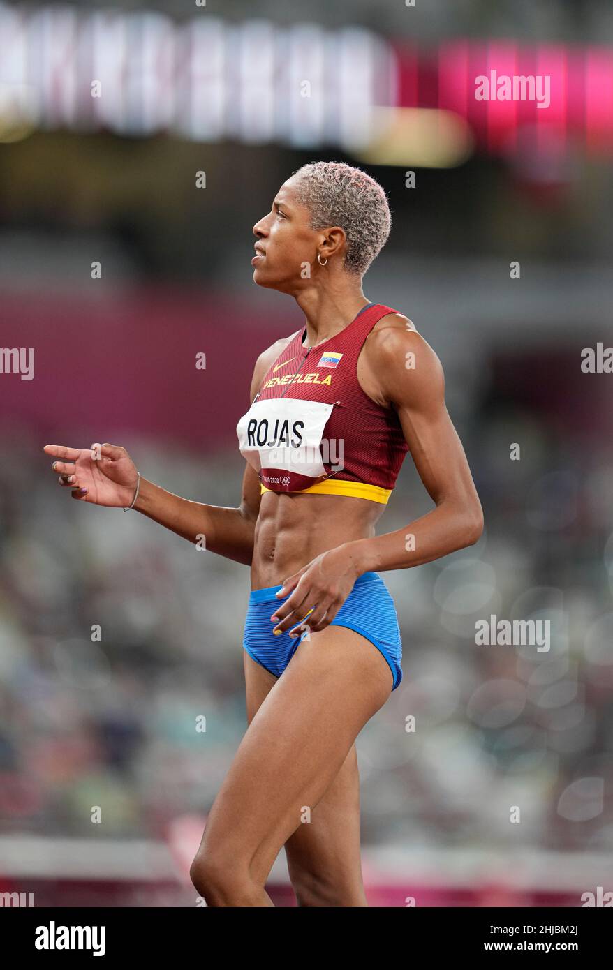 Yulimar Rojas competing in the Triple Jump at the 2020 Tokyo Olympics ...