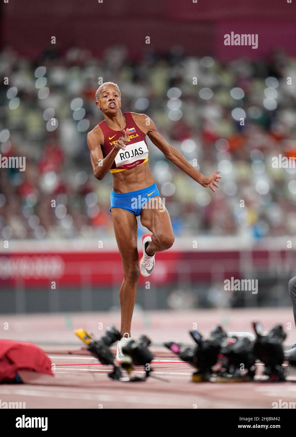 Yulimar Rojas competing in the Triple Jump at the 2020 Tokyo Olympics ...