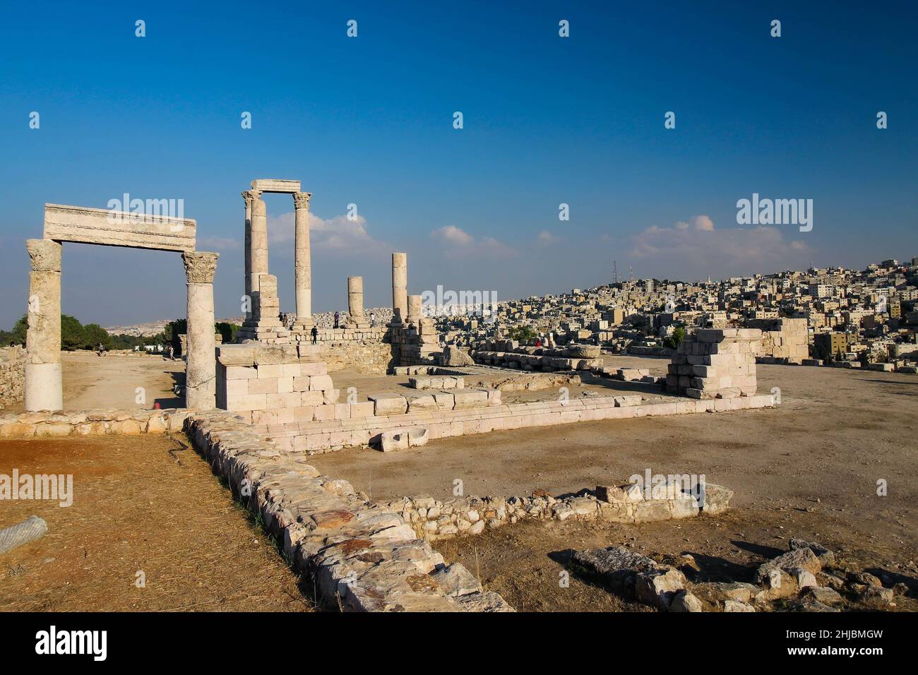 Ruins of the citadel of Amman in Jordan at sunset Stock Photo - Alamy