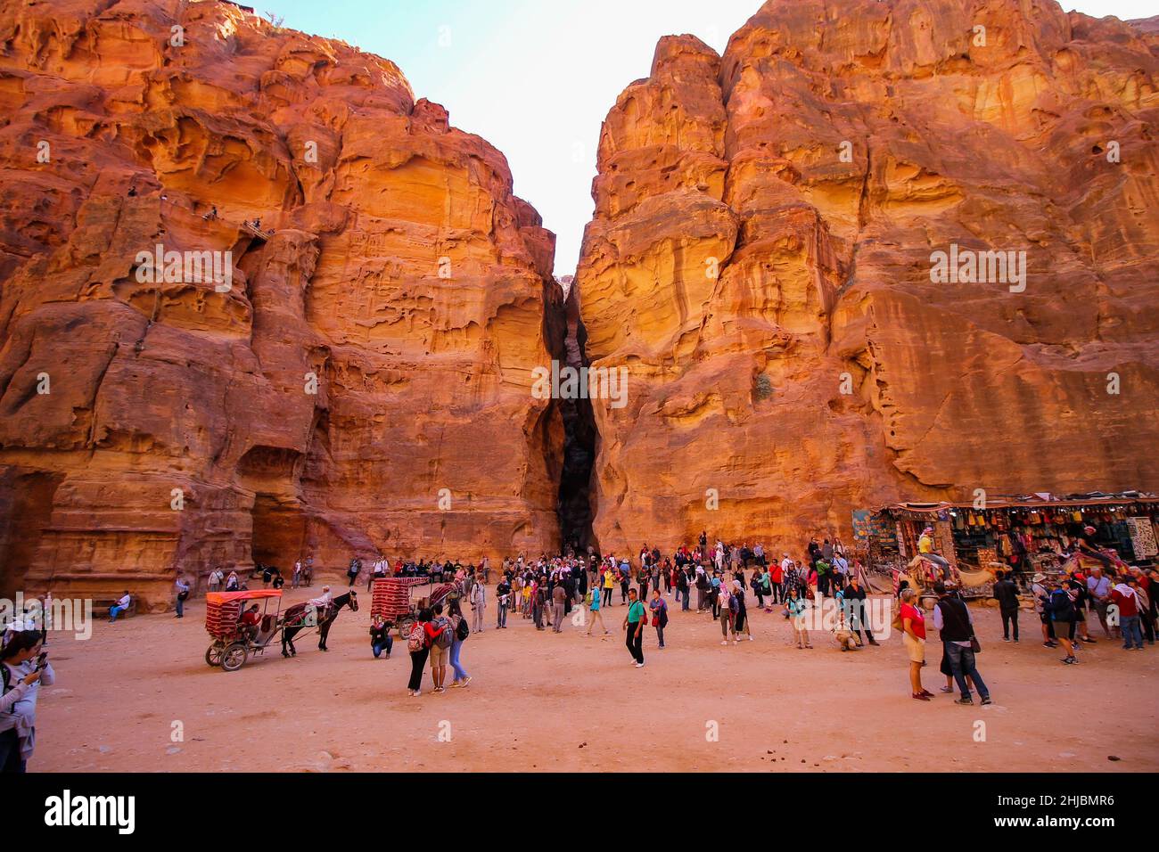 Wadi Musa with the archaeological site of Petra in Jordan Stock Photo ...