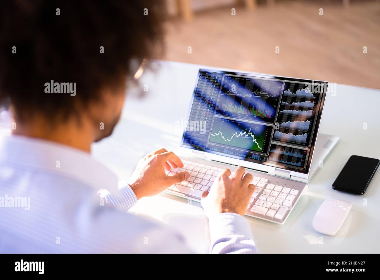 Financial Business Analytics Data Dashboard. Analyst Man Stock Photo ...