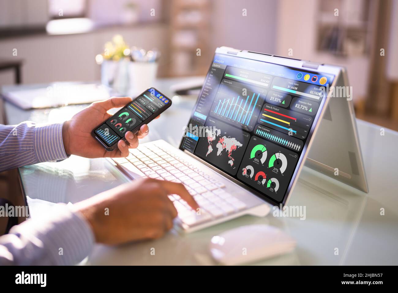 Financial Business Analytics Data Dashboard. Analyst Man Stock Photo ...