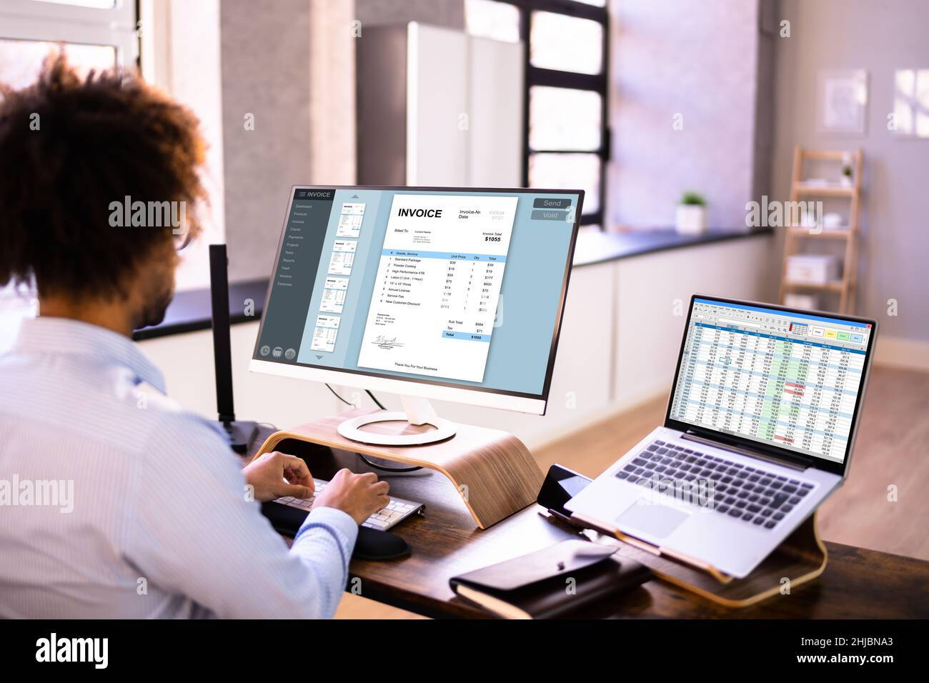 E Invoice Business Management. African Accountant Using Electronic ...