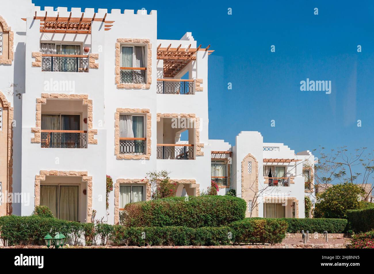 Luxury holiday villa with grenery and palm tree in Egypt Stock Photo ...