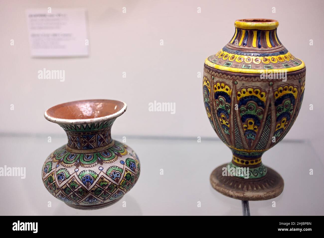 KOLOMYIA, UKRAINE - JUNE 22, 2022 - Two vases are part of the ...