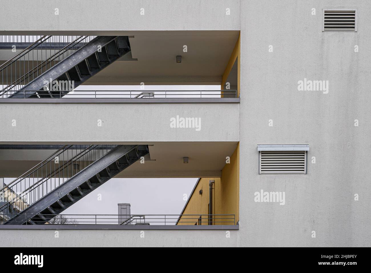 Fire escape over two floors of a residential building Stock Photo - Alamy