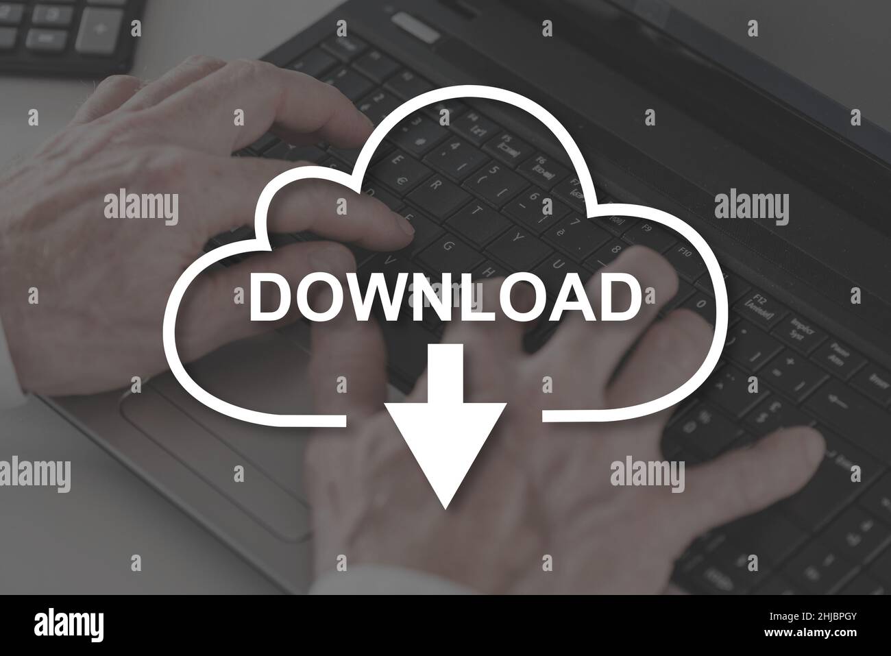 Data download concept illustrated by a picture on background Stock ...