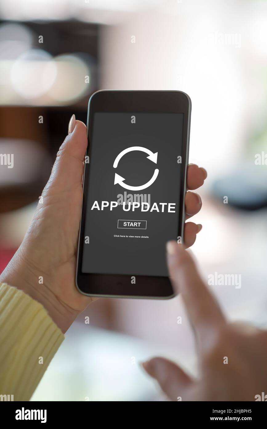 Smartphone screen displaying an application update concept Stock Photo ...