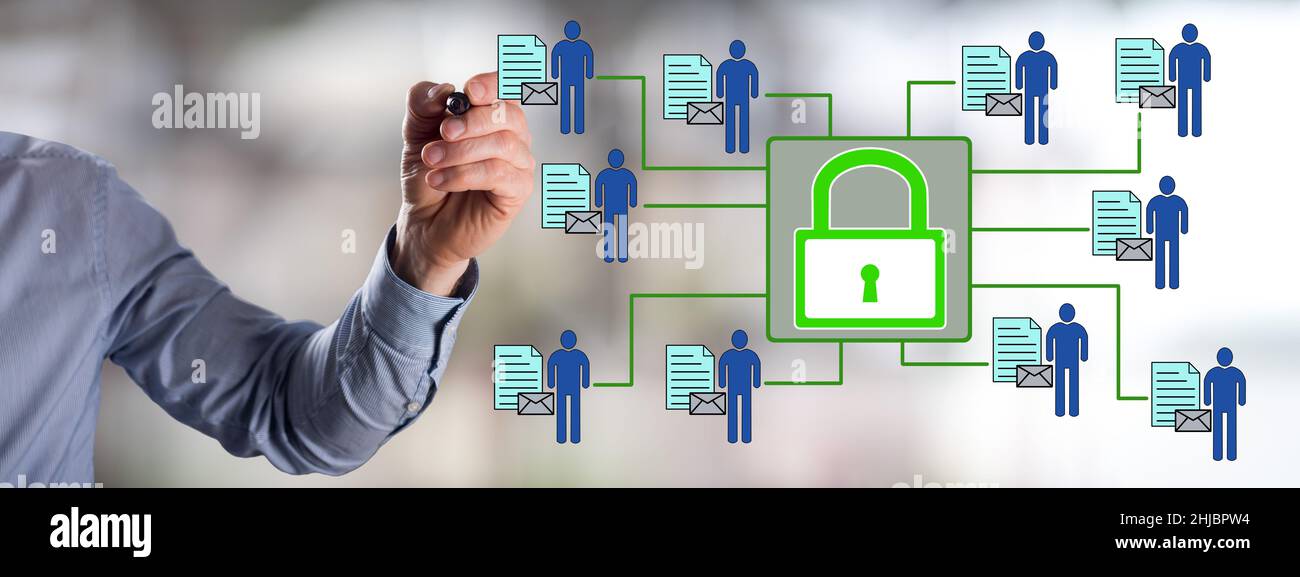 Man drawing a personal data security concept Stock Photo - Alamy