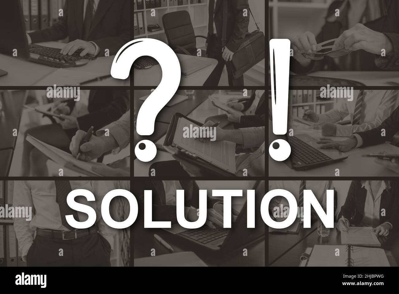 Solution concept illustrated by pictures on background Stock Photo - Alamy