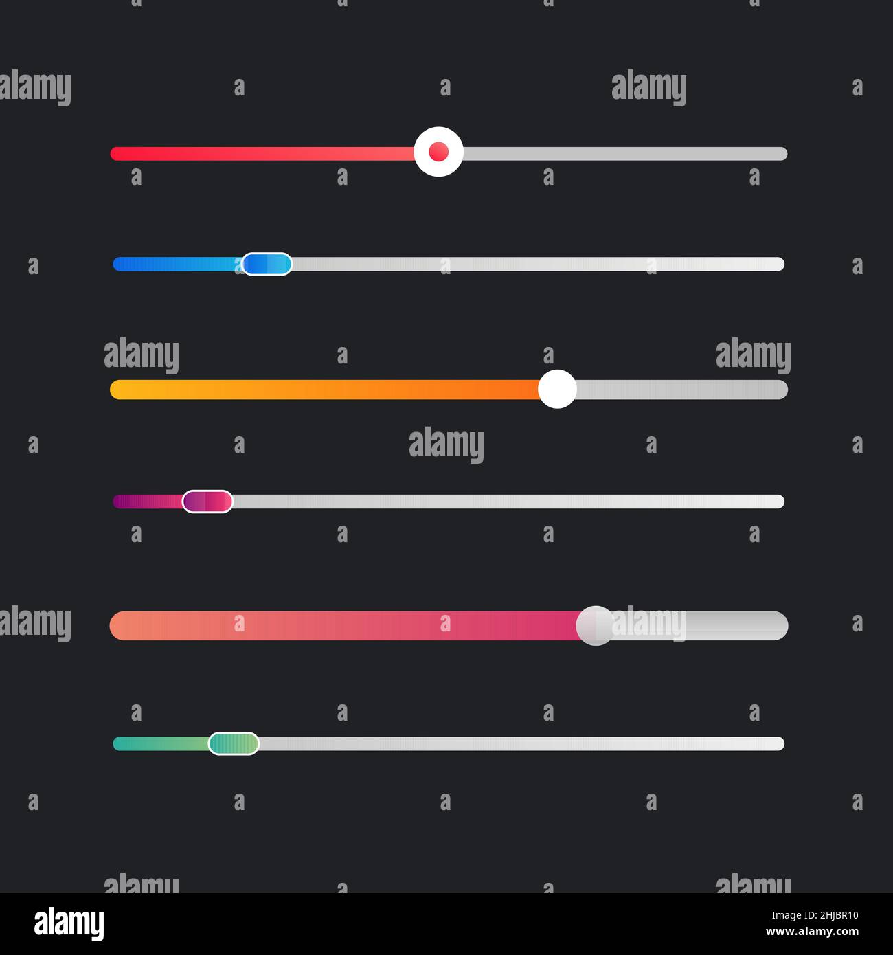 Gradient colored sliders pack Vector illustration Stock Vector Image ...