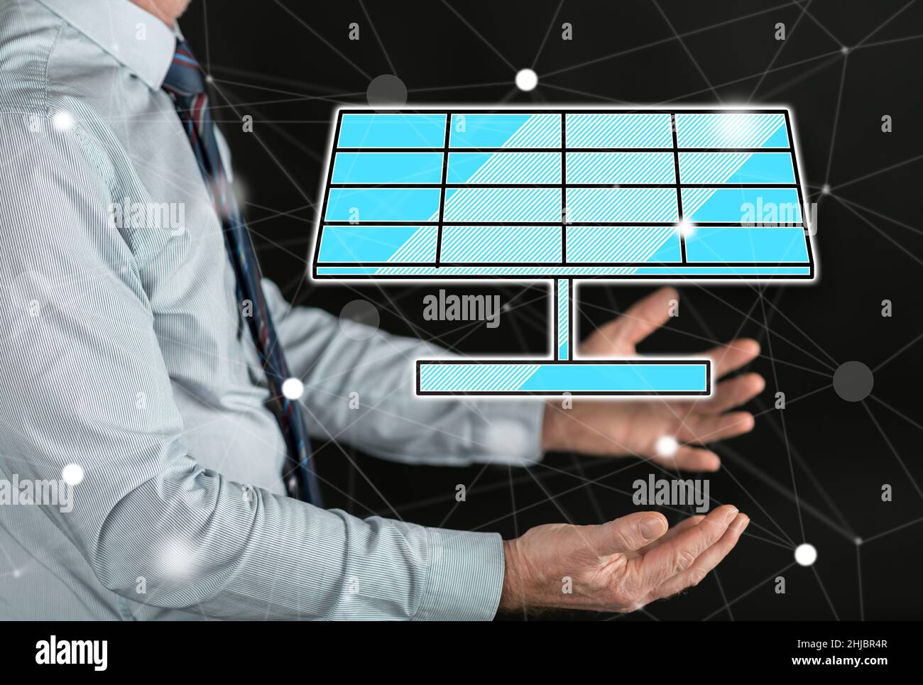 Solar energy concept above the hands of a man Stock Photo - Alamy