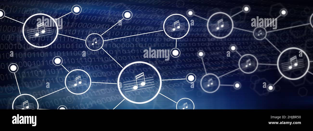 Illustration of a music sharing network concept Stock Photo - Alamy