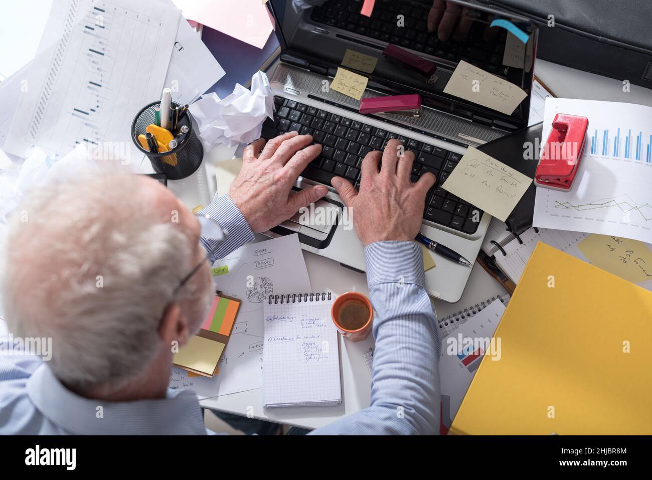 Messy desk top view hi-res stock photography and images - Alamy