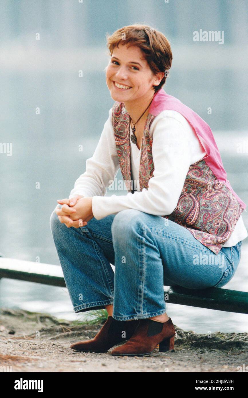 Portrait of the Belgian TV presenter and singer Maureen Dor. Paris ...
