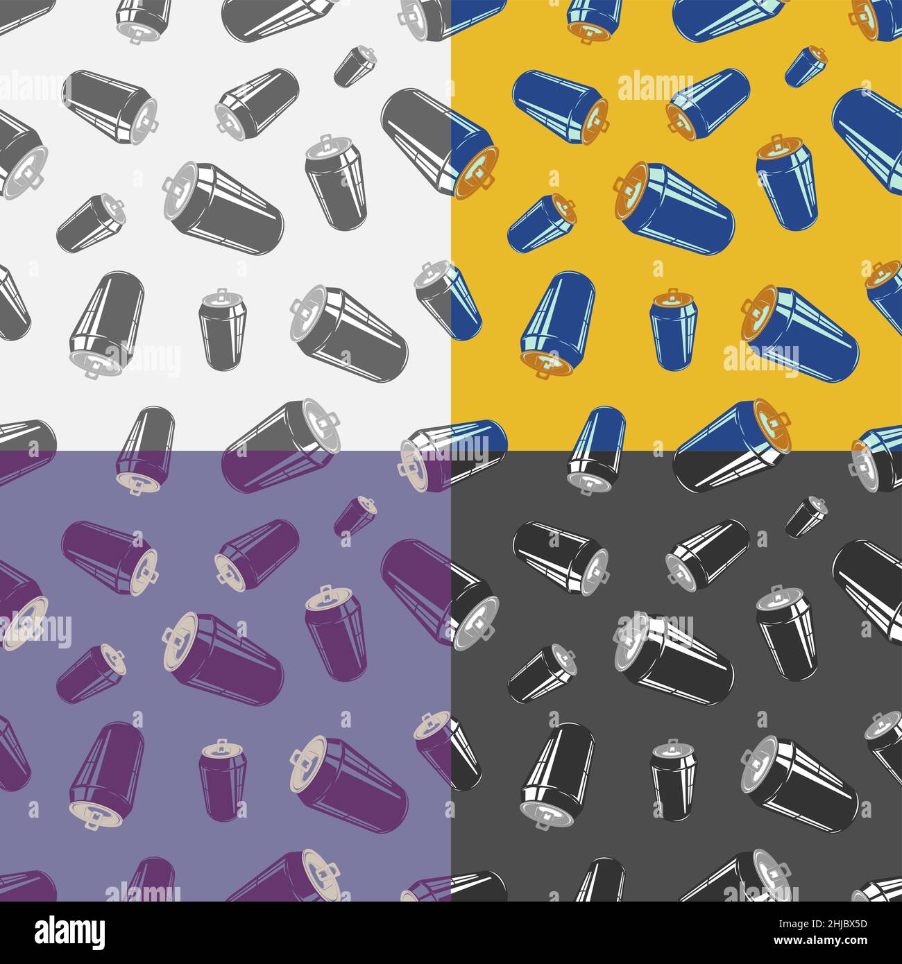 Set of SEAMLESS patterns with open aluminum can. Ornates for decoration ...