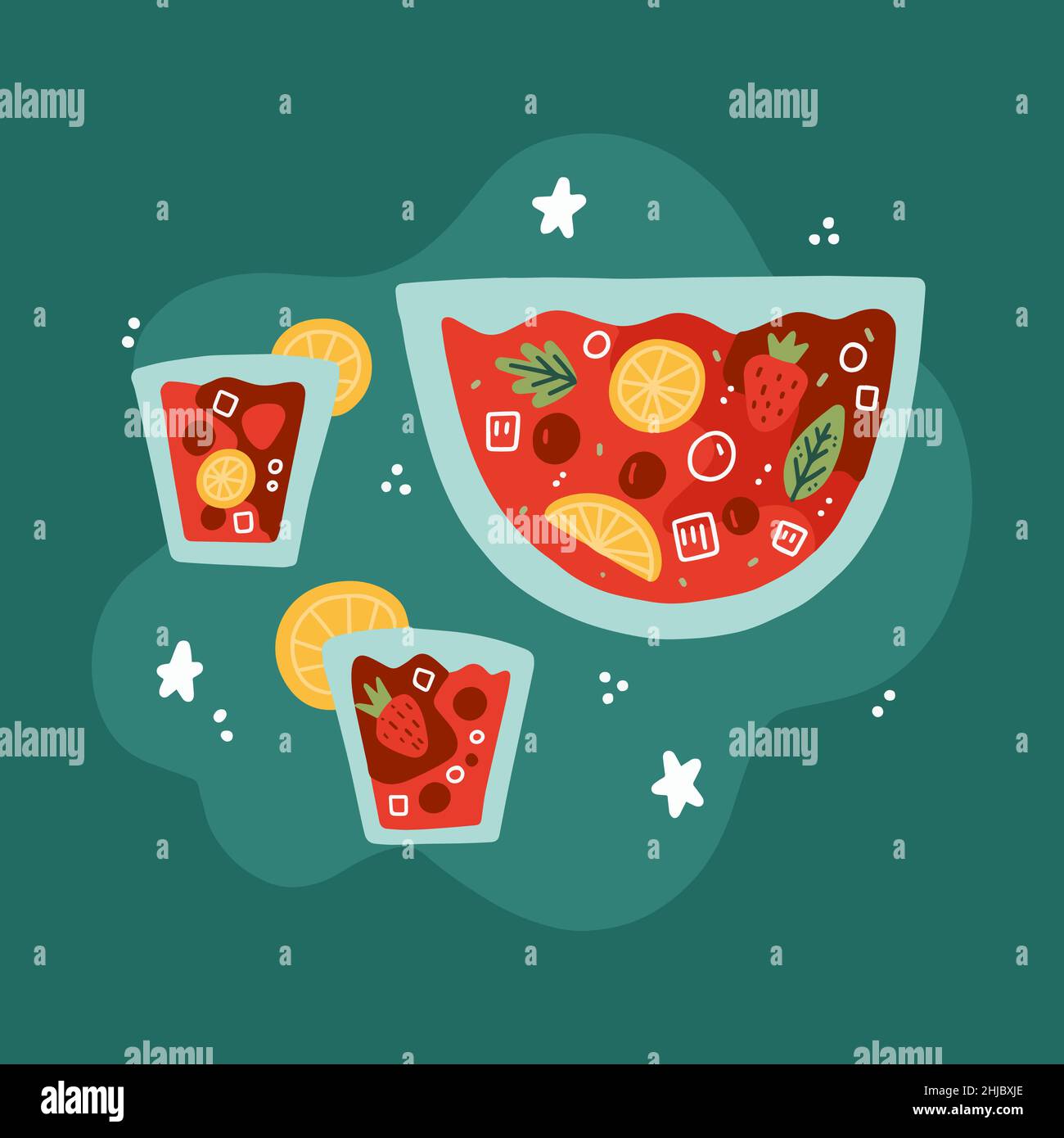 Hand drawn refreshing sangria illustration Vector illustration Stock ...