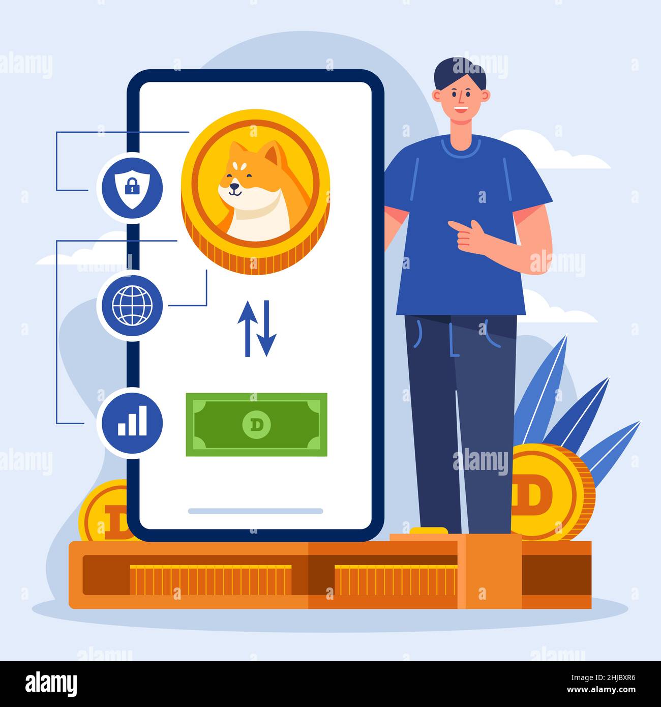 Flat design creative dogecoin illustration Vector illustration Stock ...