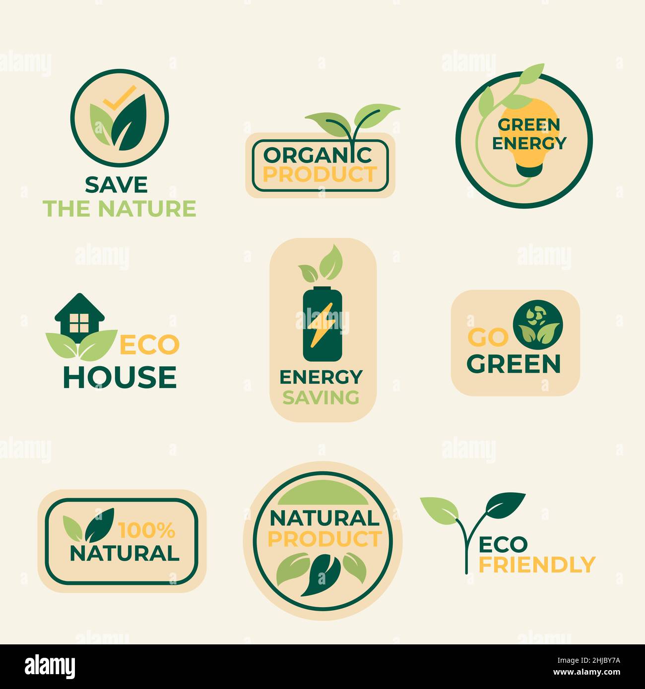Flat design eco friendly label pack Vector illustration Stock Vector ...